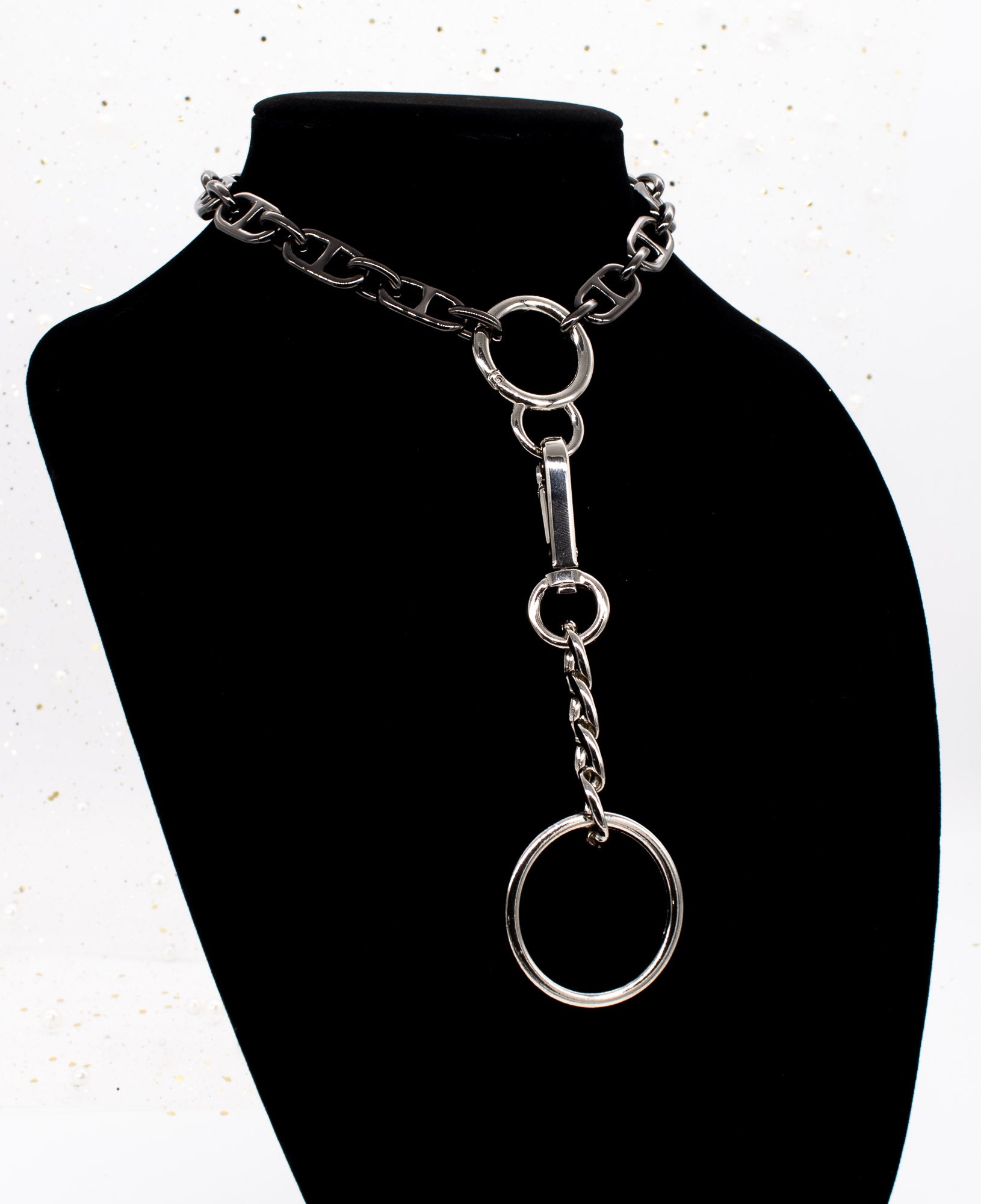 Chunky Chain Collar in Gunmetal and Silver
